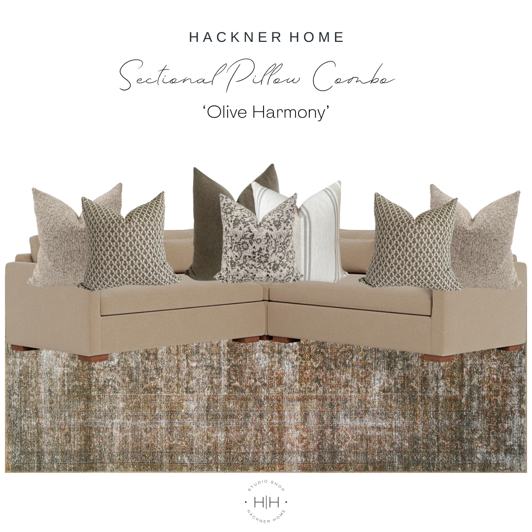 Sectional Sofa Pillow Combo 'Olive Harmony'