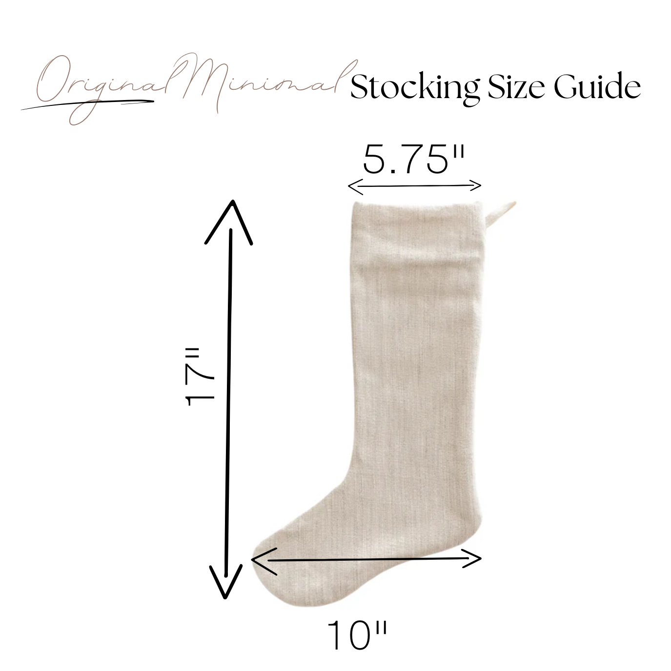 Charcoal Leaf | Small Minimal Christmas Stocking