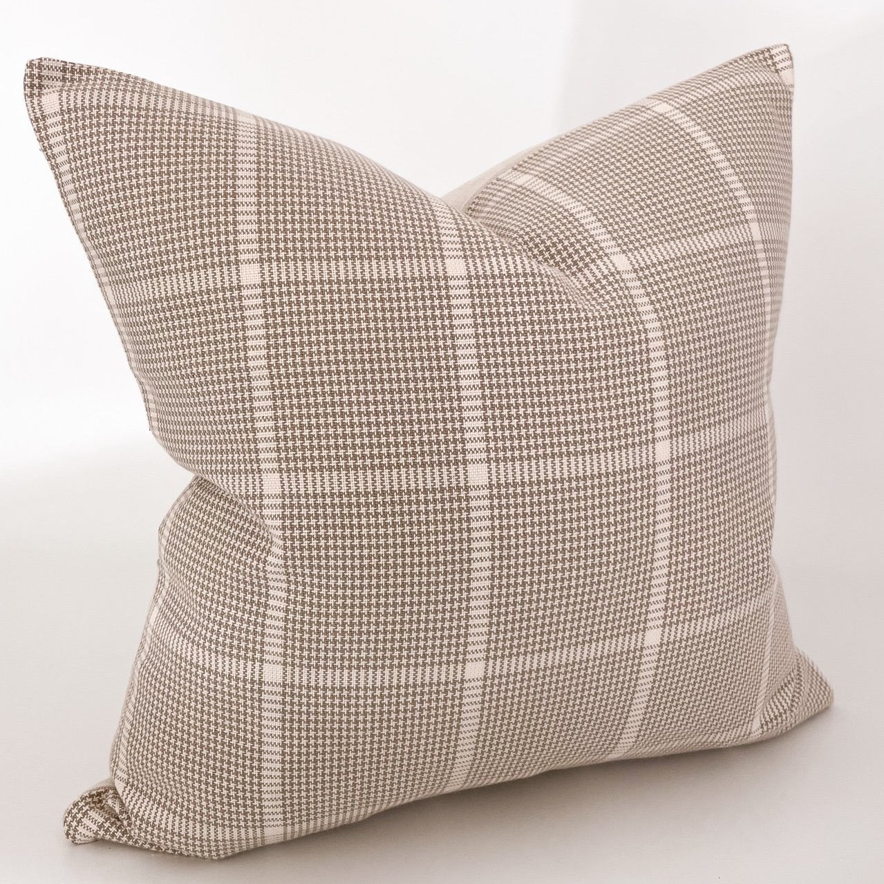 Tan Windowpane Pillow Cover