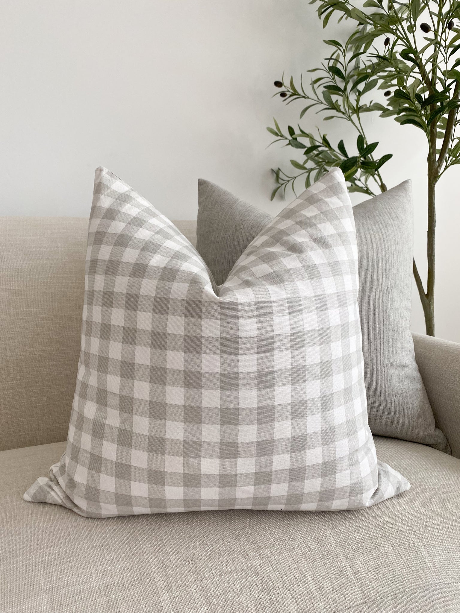 Check French Gray Pillow Cover